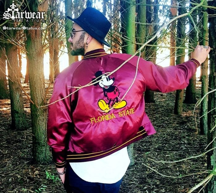 MICKEY MOUSE 90's DISNEY x Florida State Seminoles Satin Maroon Cartoon ...