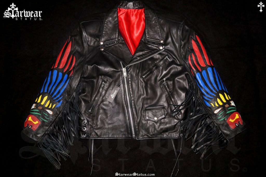 Native American DALLAS LEATHER Motorcycle INDIAN Red Fringe Biker ...