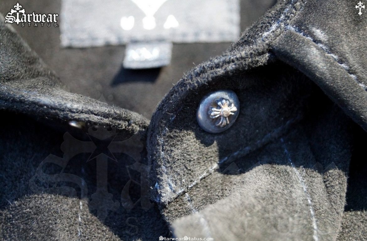 Vintage Chrome Hearts x Amal Guessous Suede Leather Rockabilly Style Shirt Mens XL (.925 ...