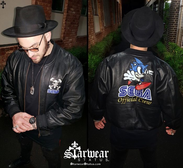 Vintage 90s SEGA Sonic The Hedgehog UK Game Crew Leather Varsity Jacket ...