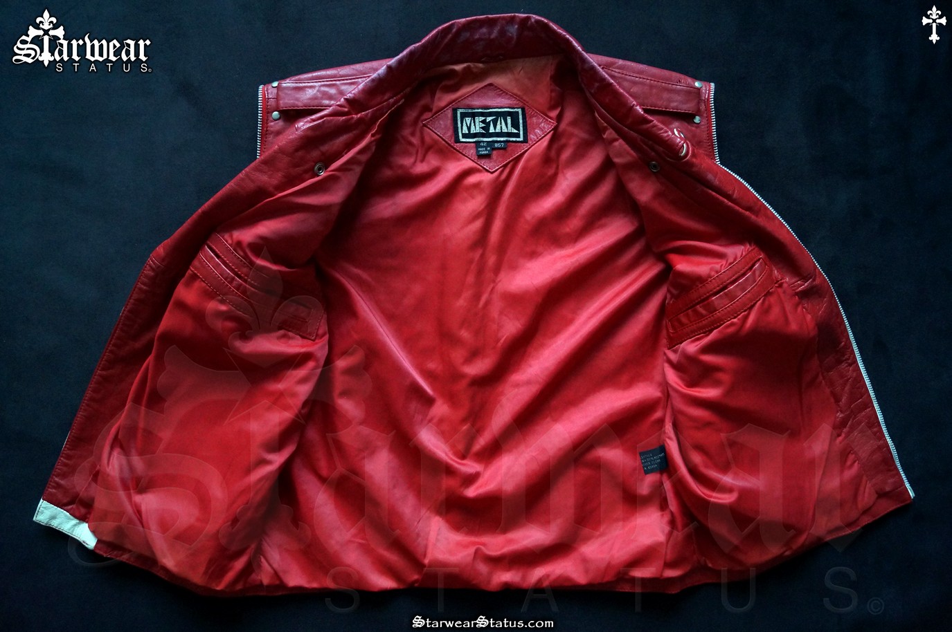 Michael Jackson 80's Vintage Leather Biker Vest Red White Jacket Men's ...