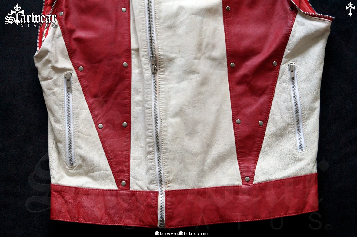 Michael Jackson 80's Vintage Leather Biker Vest Red White Jacket Men's ...