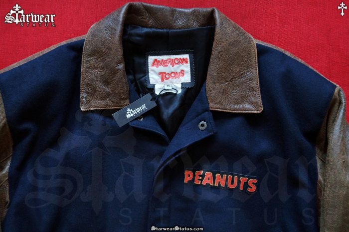 90's SNOOPY 'PEANUTS' Charlie Brown Wool and Leather Cartoon Jacket Men ...