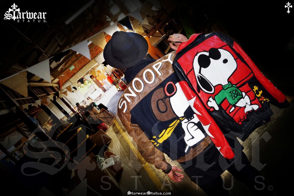 90's SNOOPY 'PEANUTS' Charlie Brown Wool and Leather Cartoon Jacket Men ...