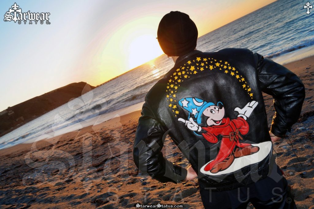 90's Vintage Fantasia Mickey Mouse Disney Leather Cartoon Jacket Men's ...