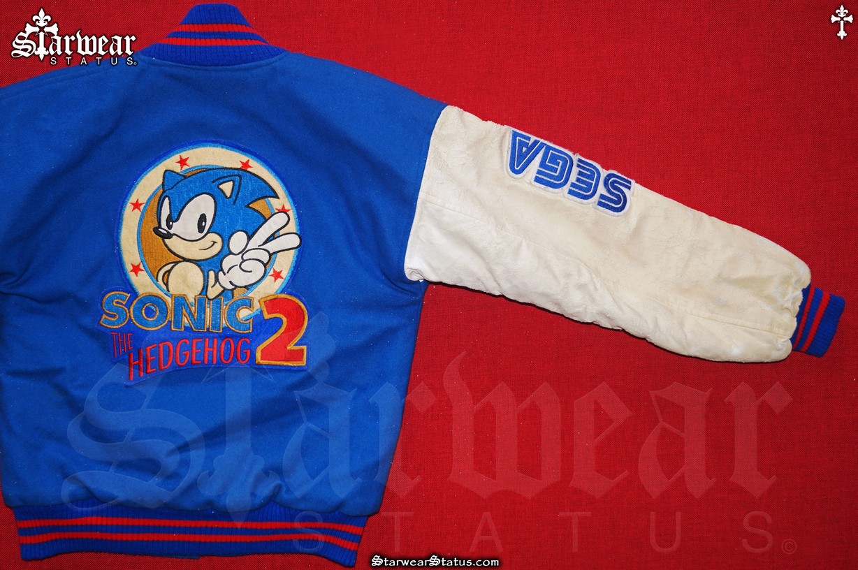 Vtg 90s Sonic The Hedgehog SEGA Game Console Movie Crew Varsity Bomber ...