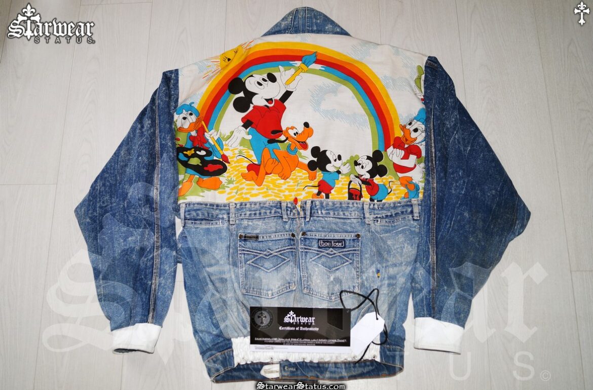 Vintage 80s Disney Mickey Mouse Denim Jean & Leather Jacket Size Large ...