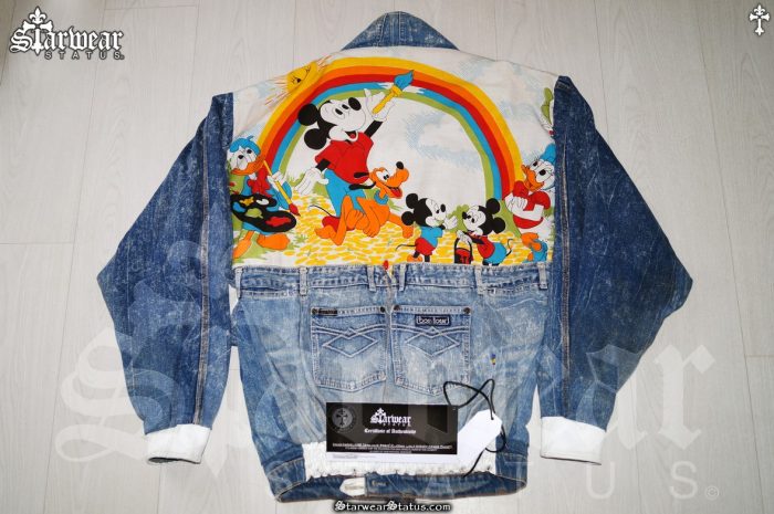 Vintage 80s Disney Mickey Mouse Denim Jean & Leather Jacket Size Large ...