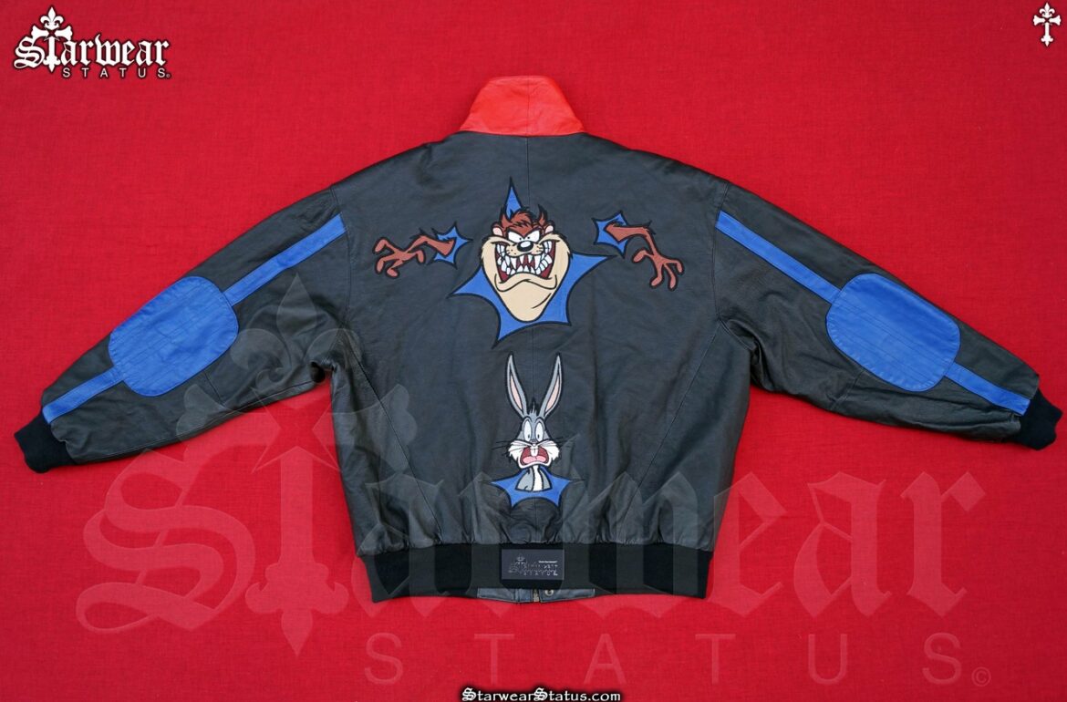 Looney Tunes 90s Vintage Leather Cartoon Warner Bros Jacket Size XL Ft ...