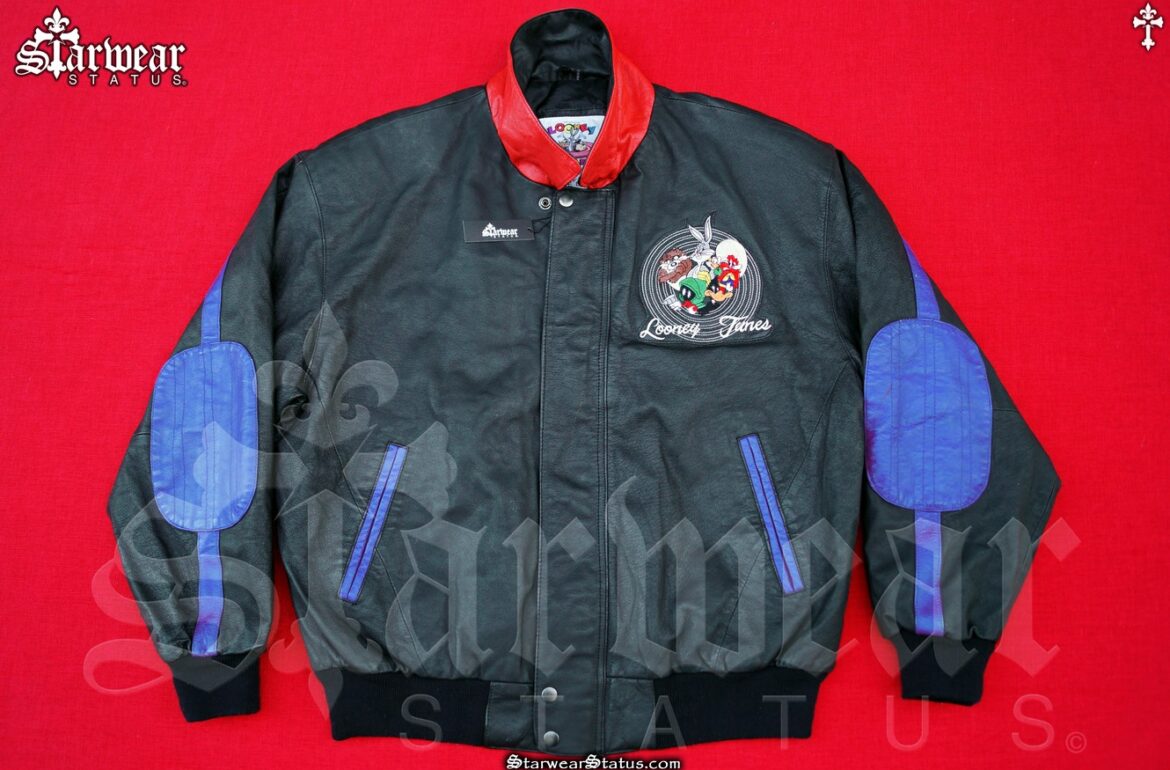 Looney Tunes 90s Vintage Leather Cartoon Warner Bros Jacket Size XL Ft ...